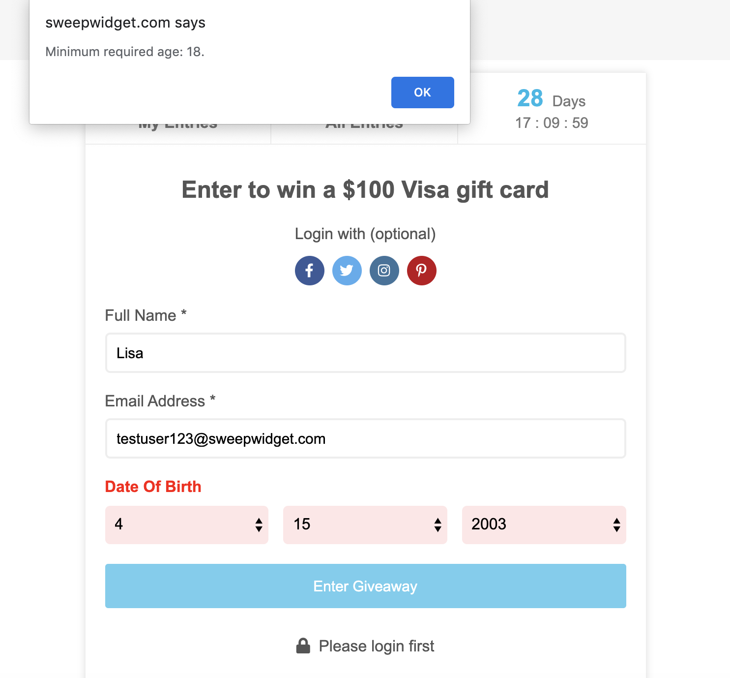 How To Setup User Login Fields | SweepWidget