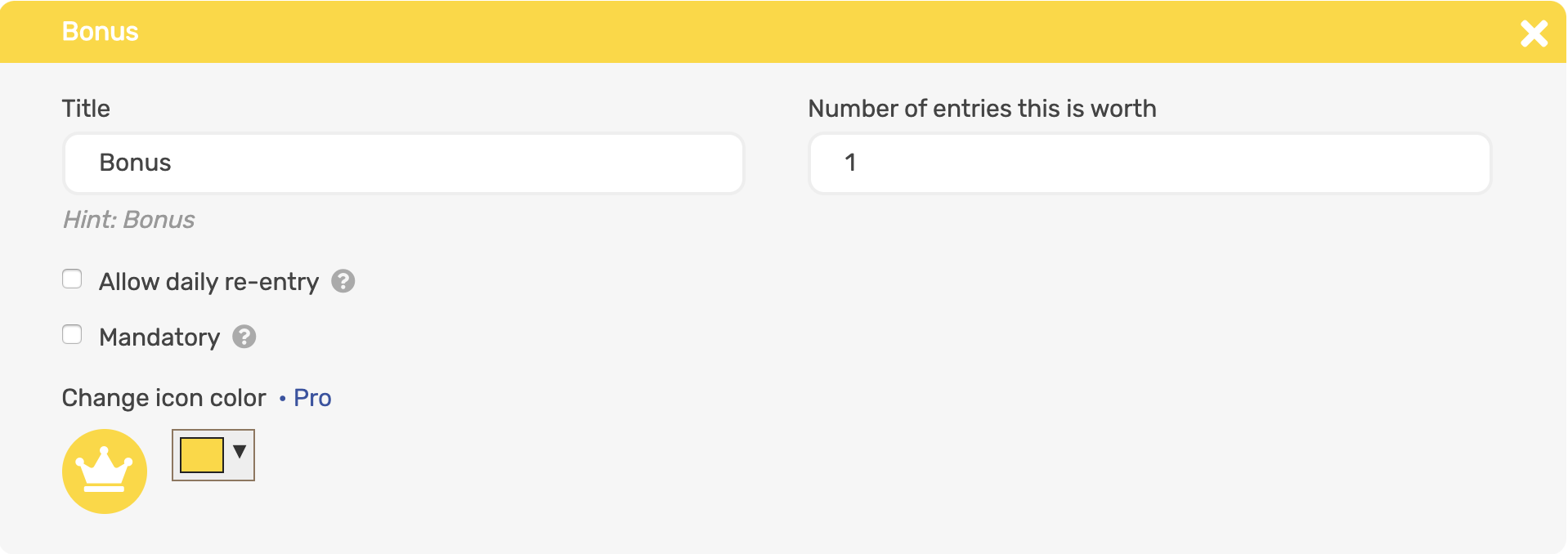 Bonus Entry Method | SweepWidget