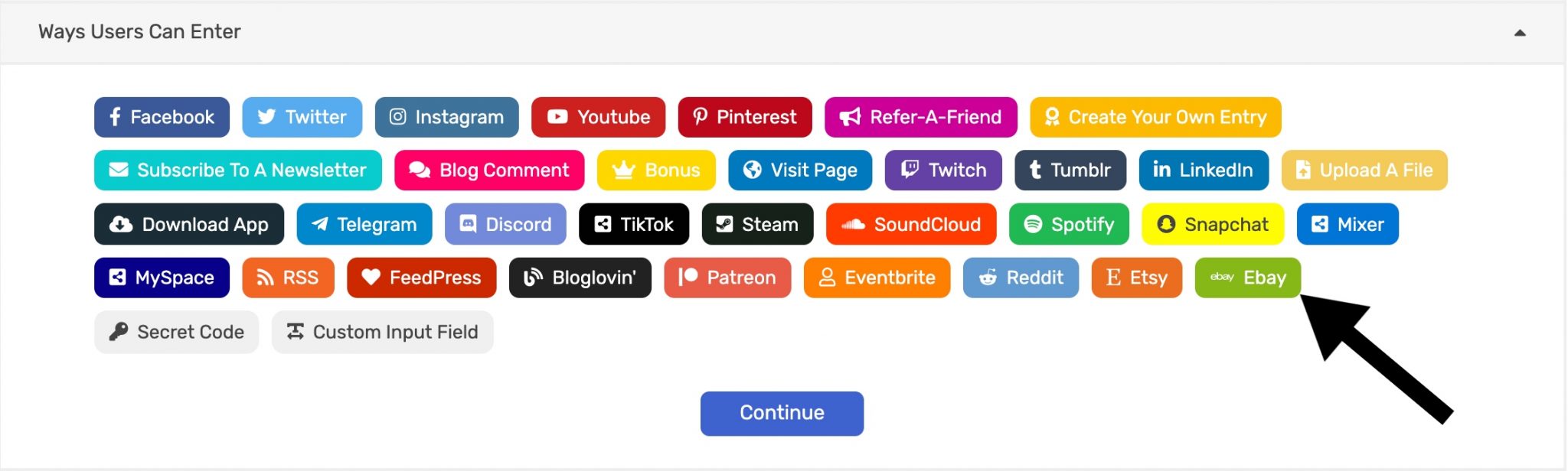 Ebay Shop Entry Methods | SweepWidget