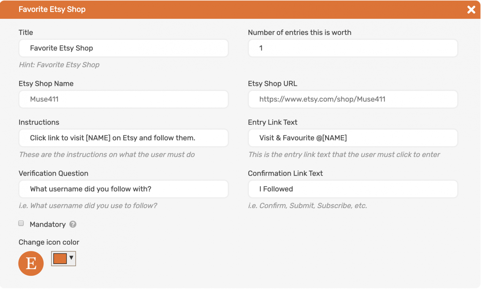 Etsy Entry Methods | SweepWidget