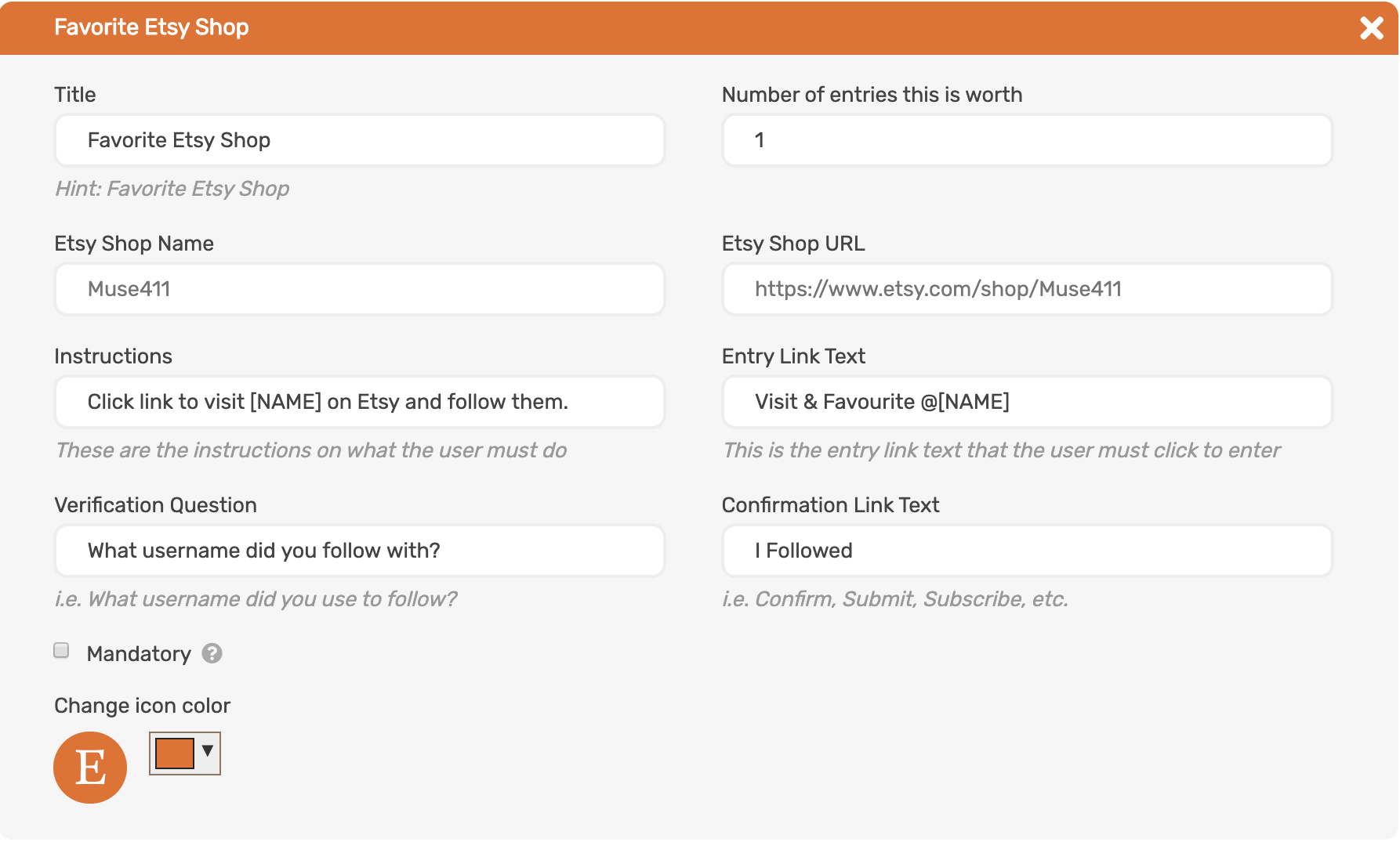 Etsy Entry Methods | SweepWidget