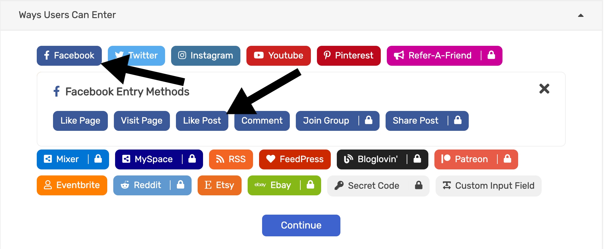 Facebook Entry Methods | SweepWidget