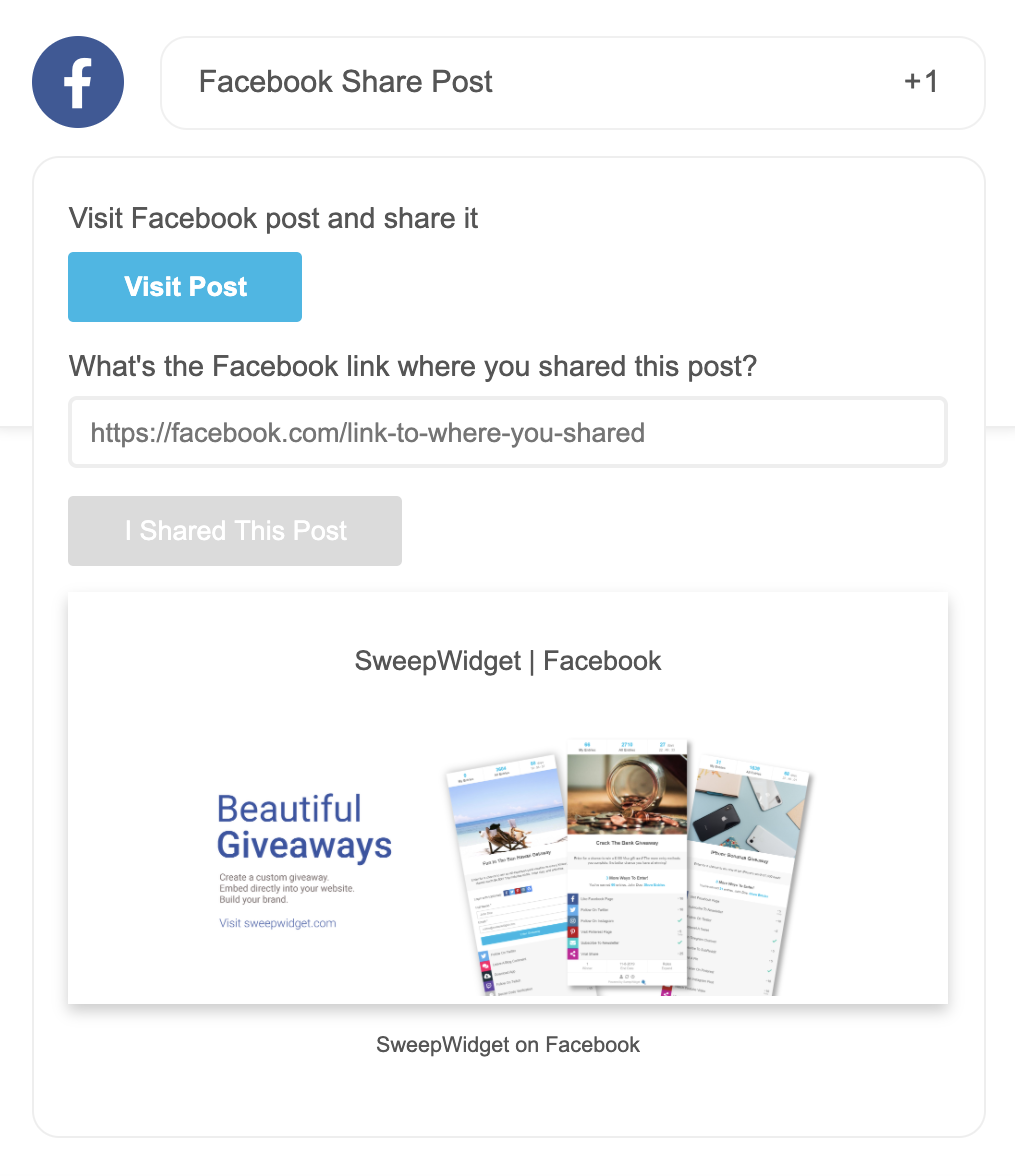 Facebook Entry Methods | SweepWidget