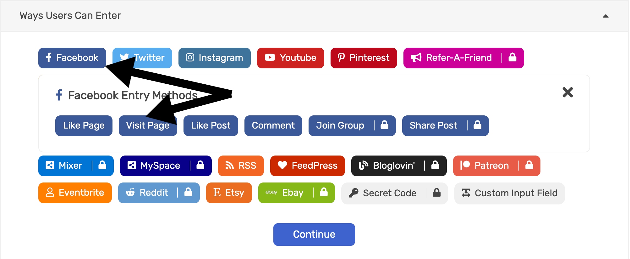 Facebook Entry Methods | SweepWidget