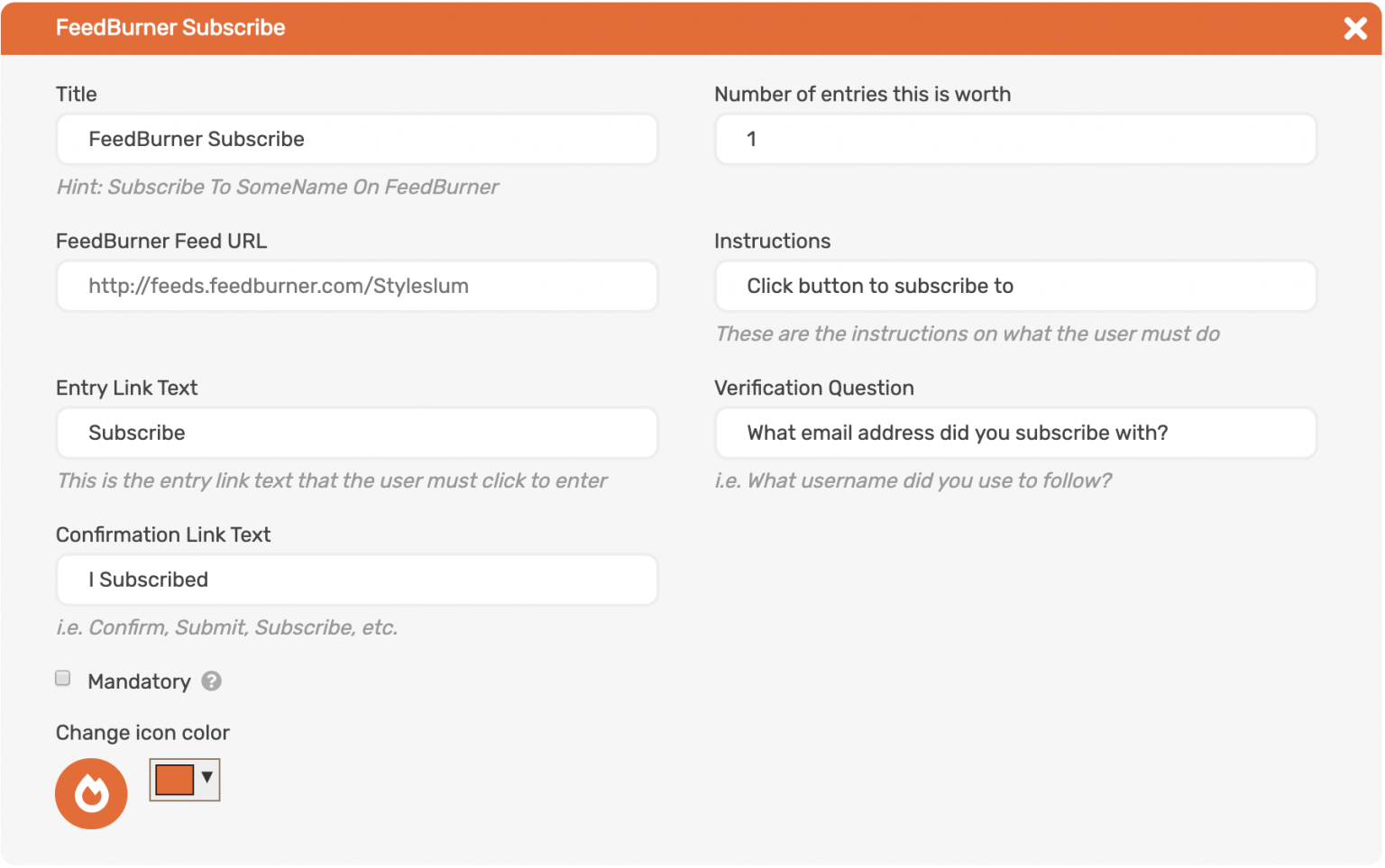 RSS & FeedBurner Entry Methods | SweepWidget