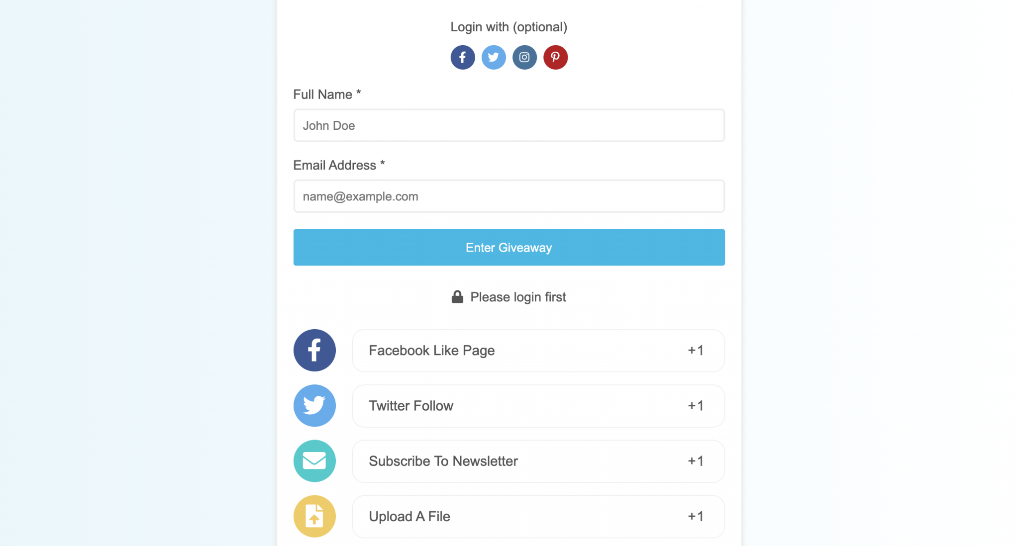 Hide Additional Entry Method When Logged Out Of Widget | SweepWidget