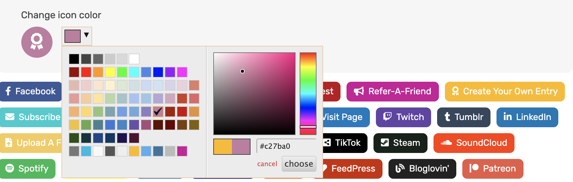 Custom Entry Icon Colors | SweepWidget