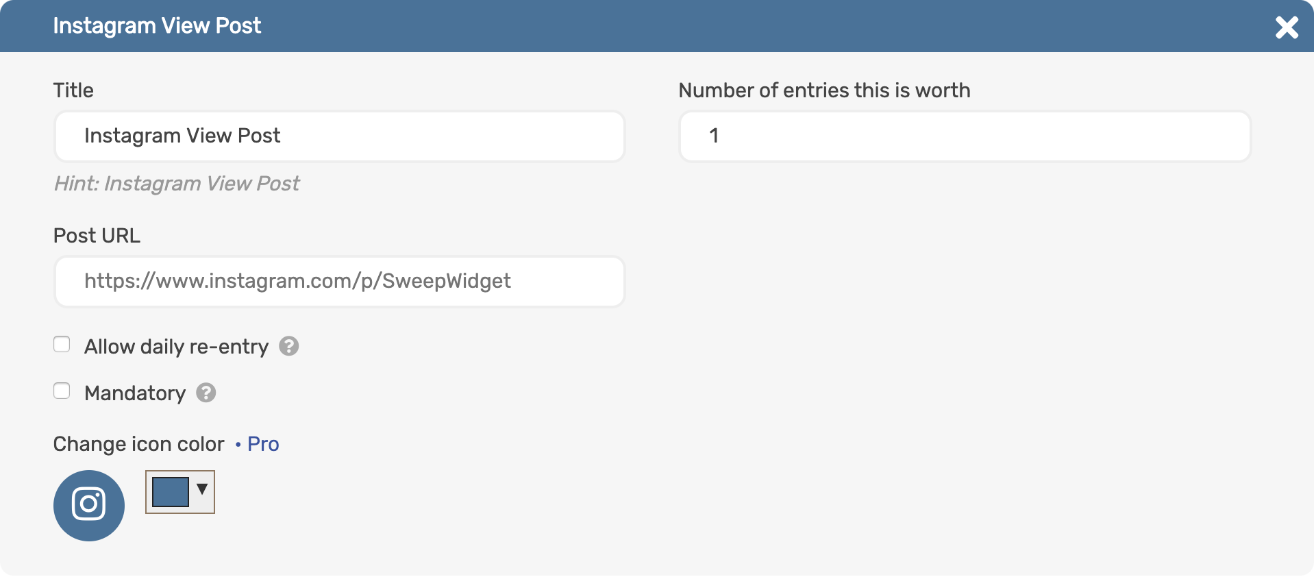 Instagram Entry Methods | SweepWidget