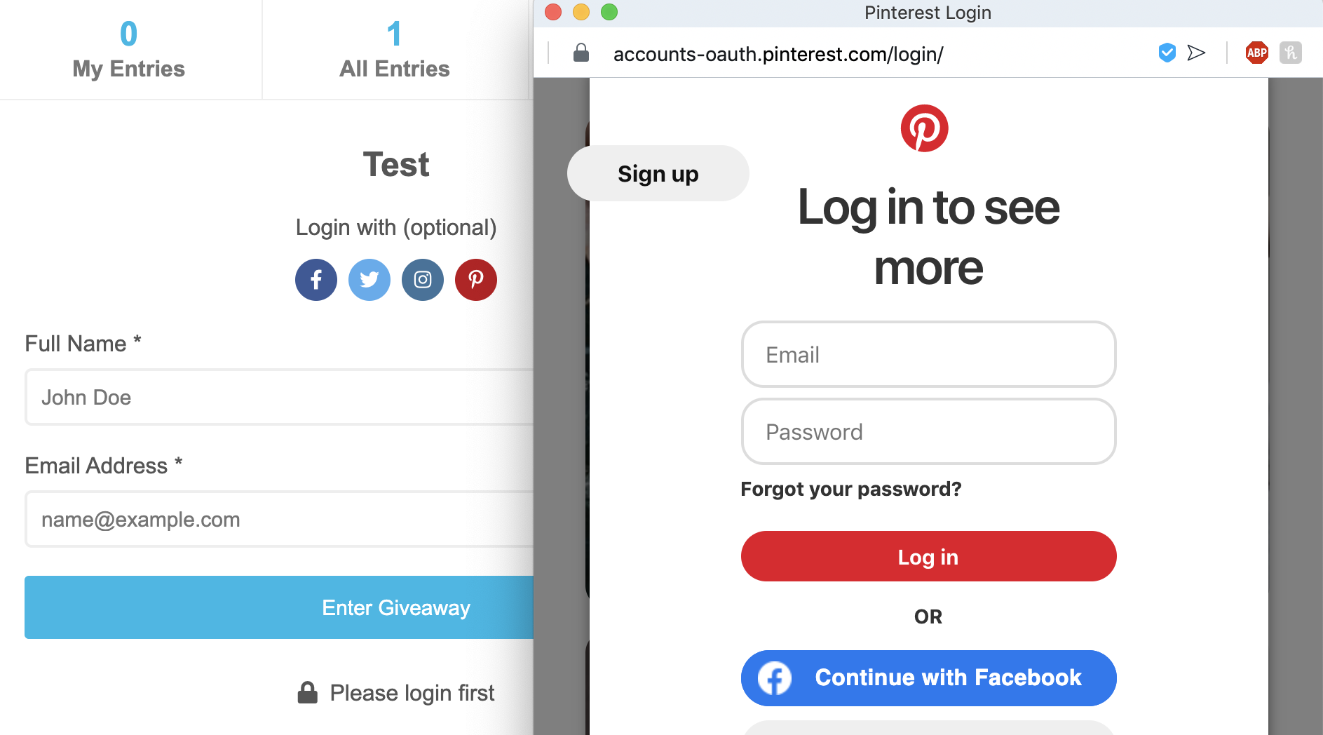 Pinterest Entry Methods | SweepWidget