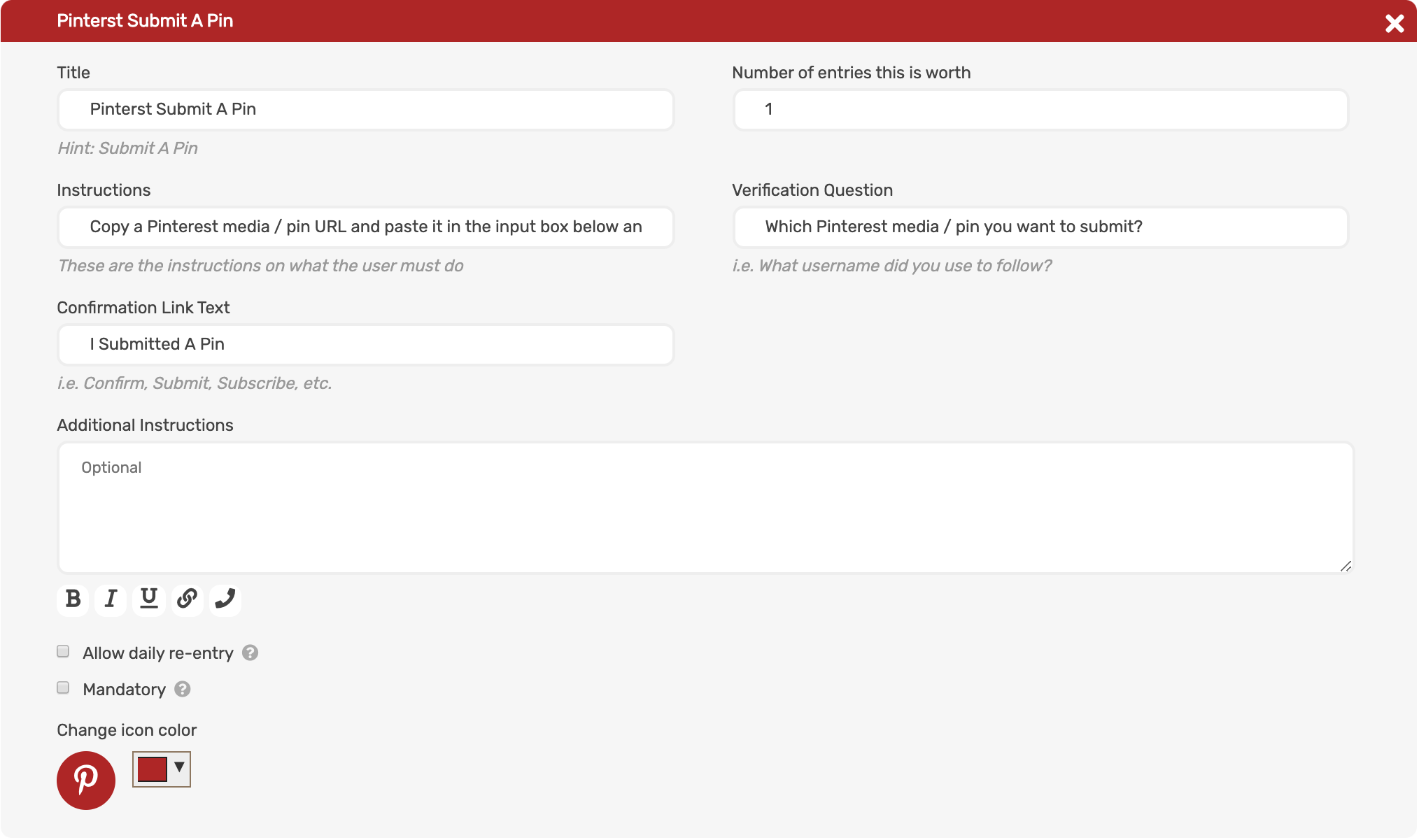 Pinterest Entry Methods | SweepWidget