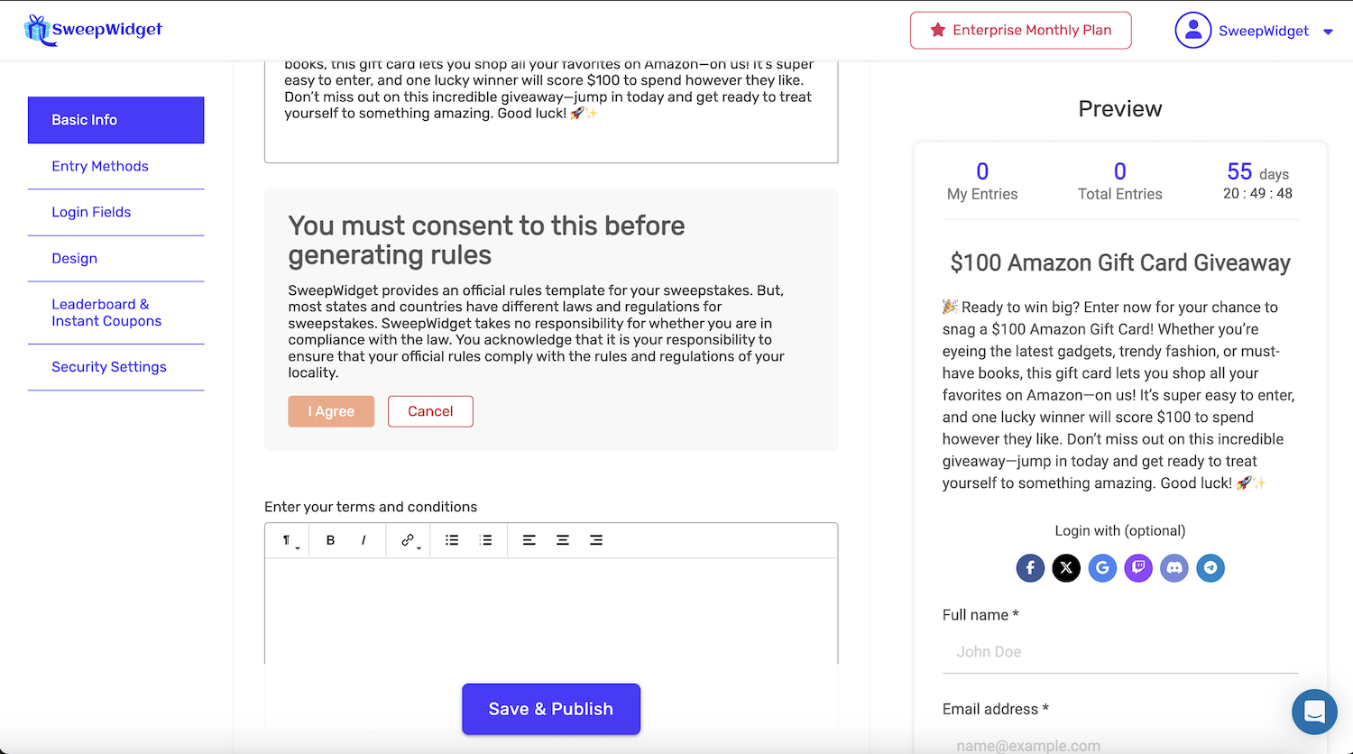 Add Rules To Your Giveaway | SweepWidget