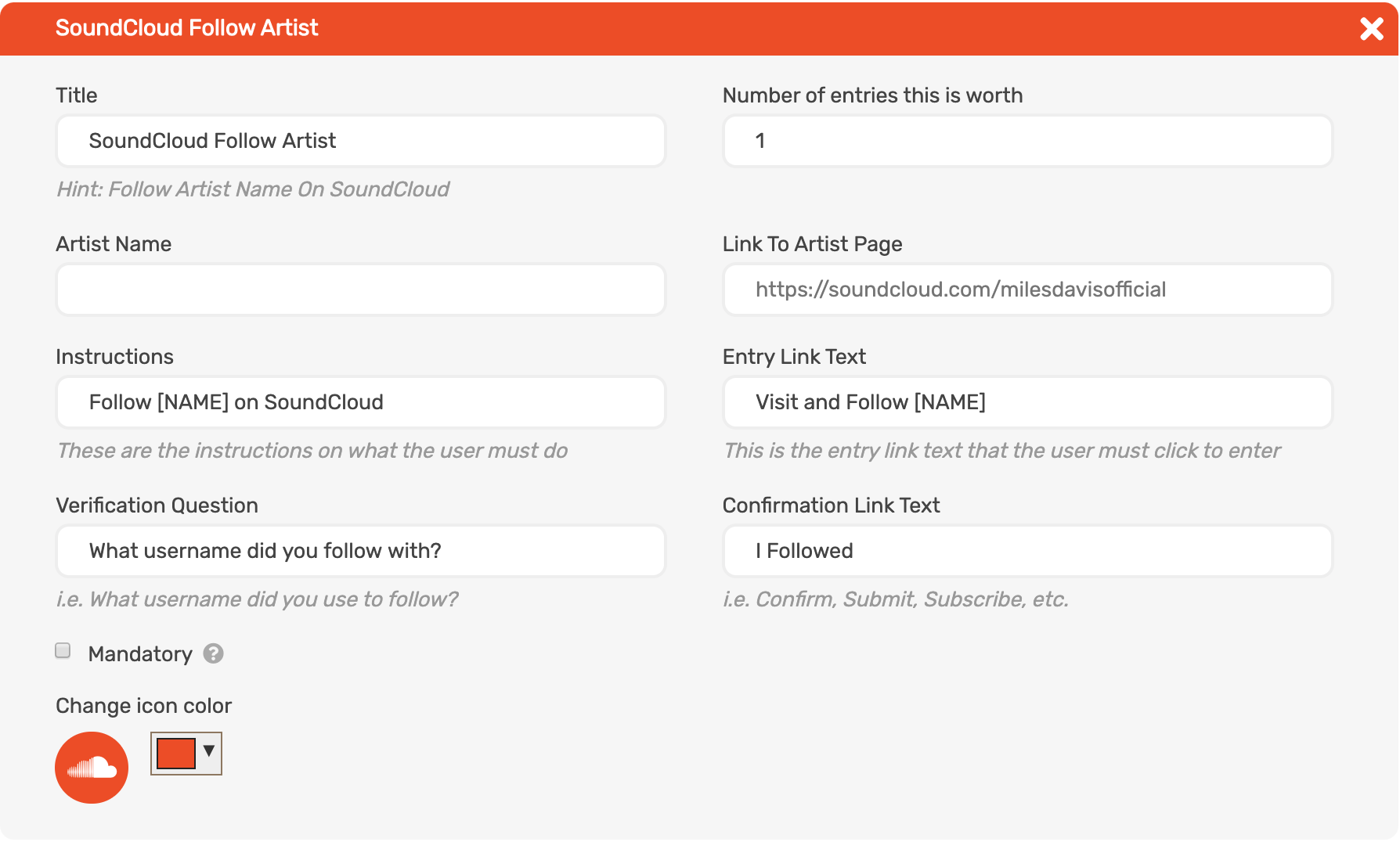 SoundCloud Entry Methods | SweepWidget