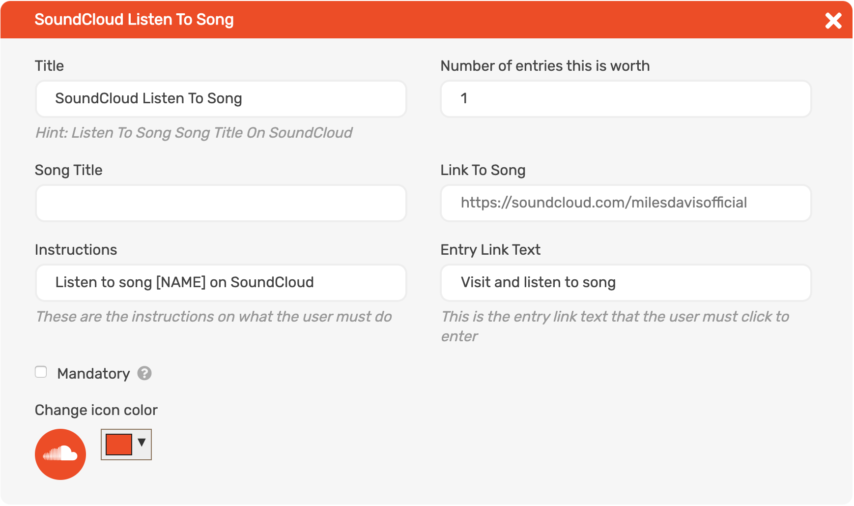 SoundCloud Entry Methods | SweepWidget