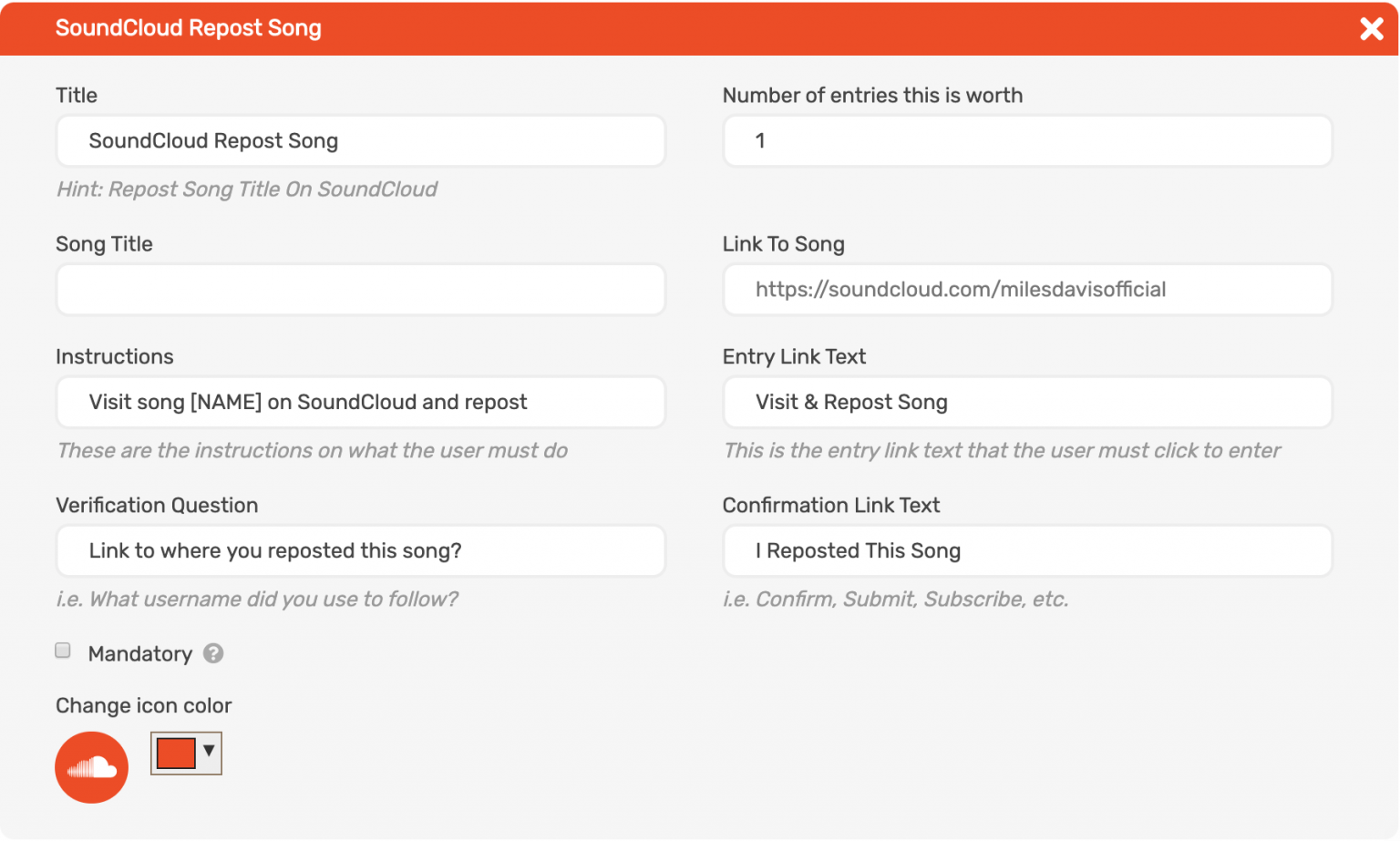 SoundCloud Entry Methods | SweepWidget