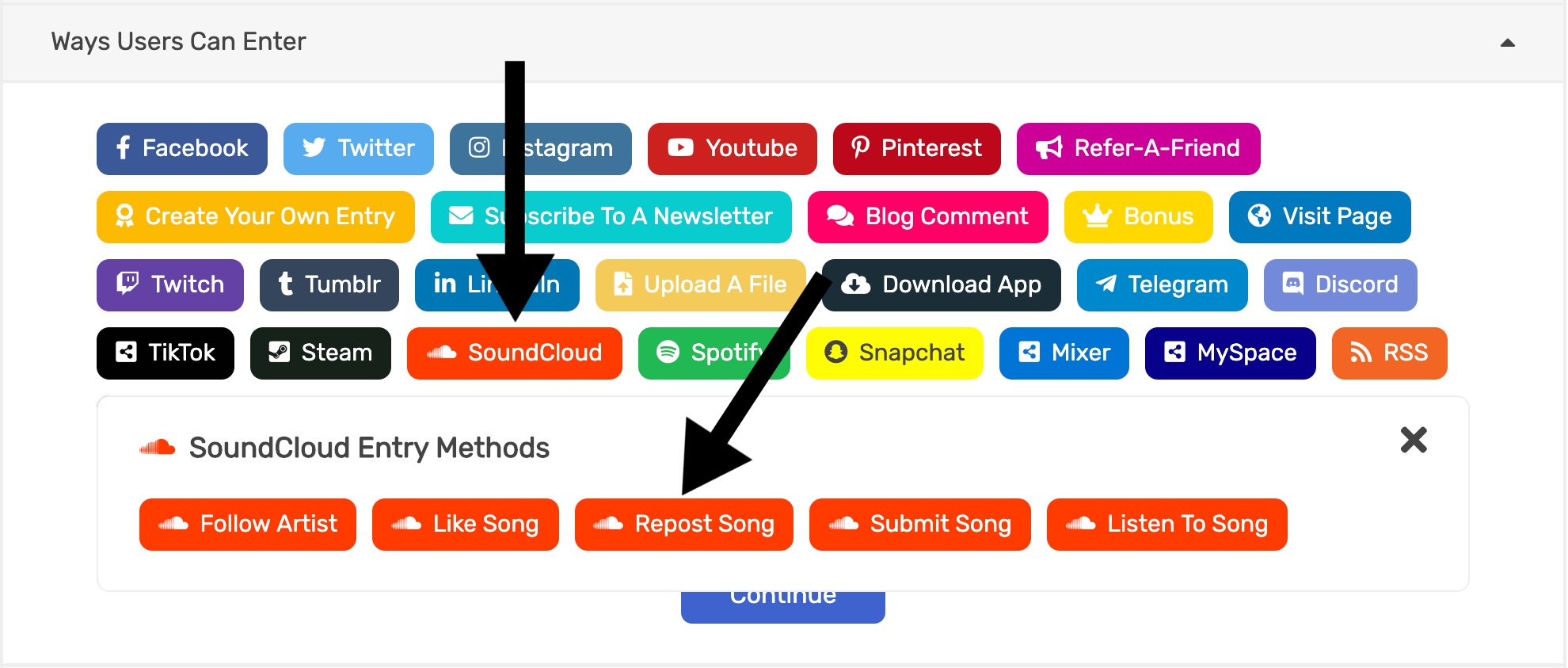 SoundCloud Entry Methods | SweepWidget