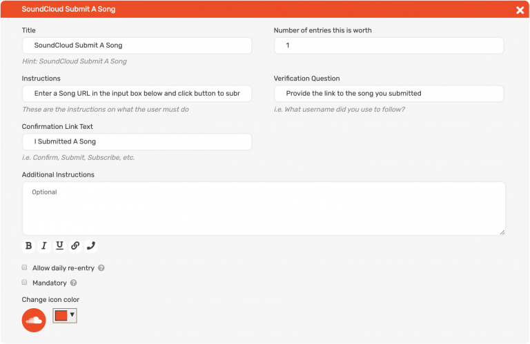 SoundCloud Entry Methods | SweepWidget