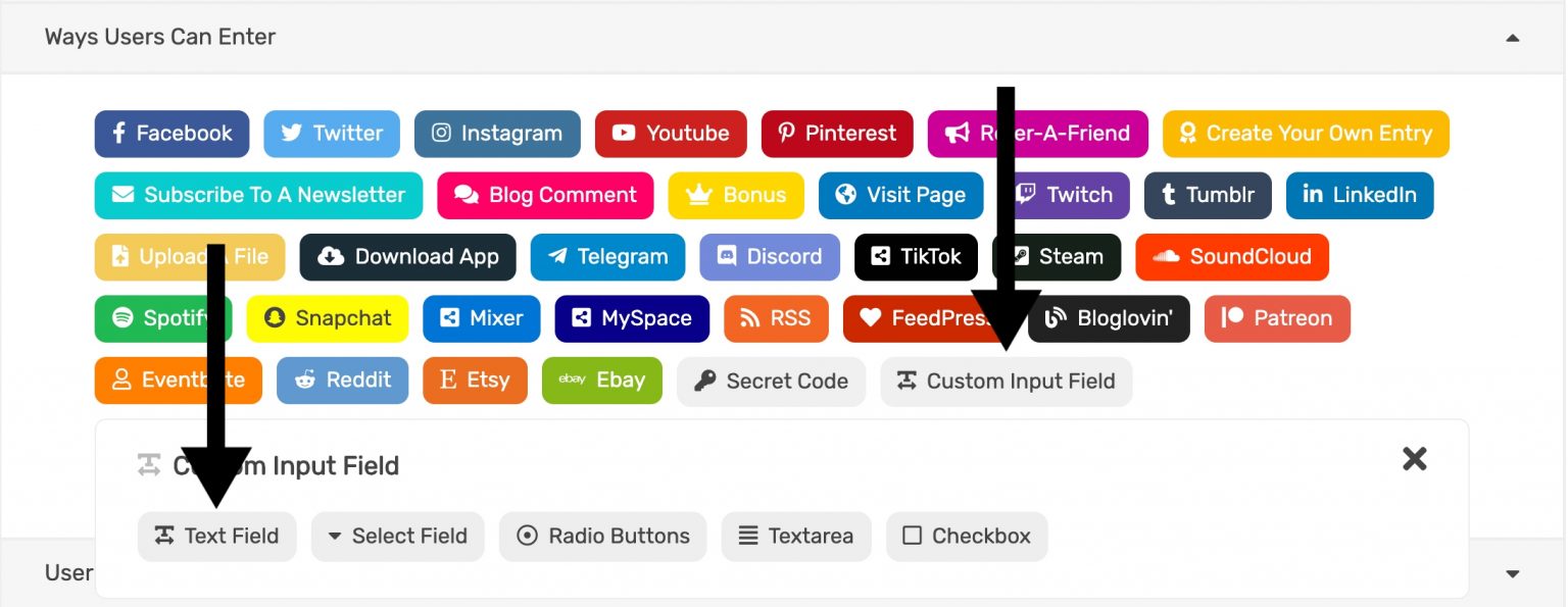 Custom Input Fields Entry Methods | SweepWidget