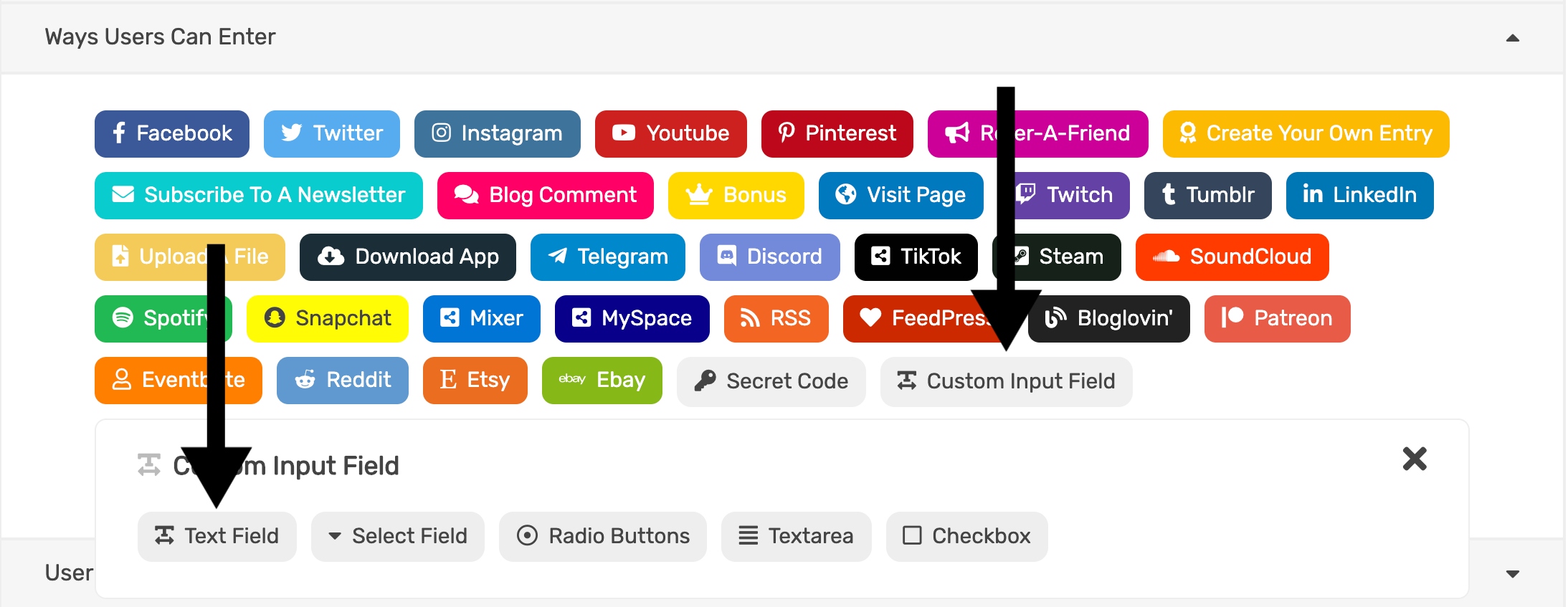 Custom Input Fields Entry Methods | SweepWidget
