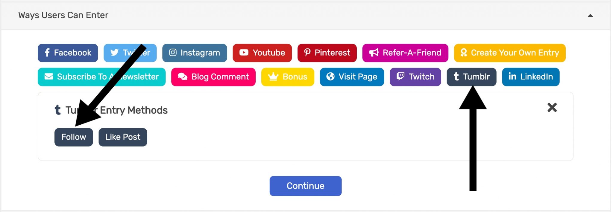 Tumblr Entry Methods | SweepWidget