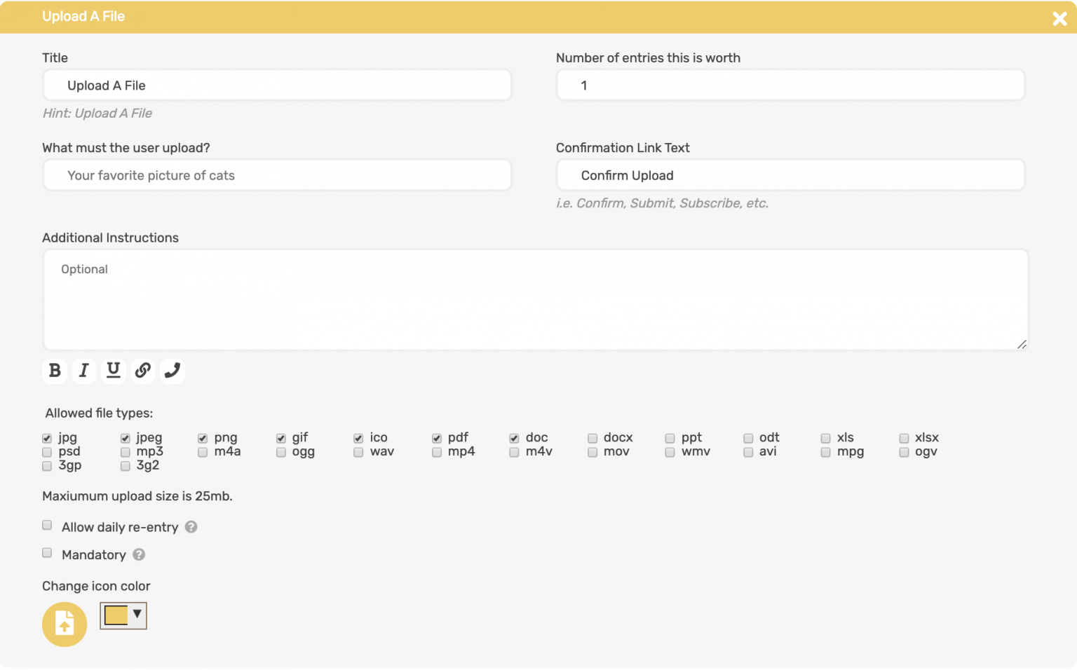 Upload A File Entry Method | SweepWidget