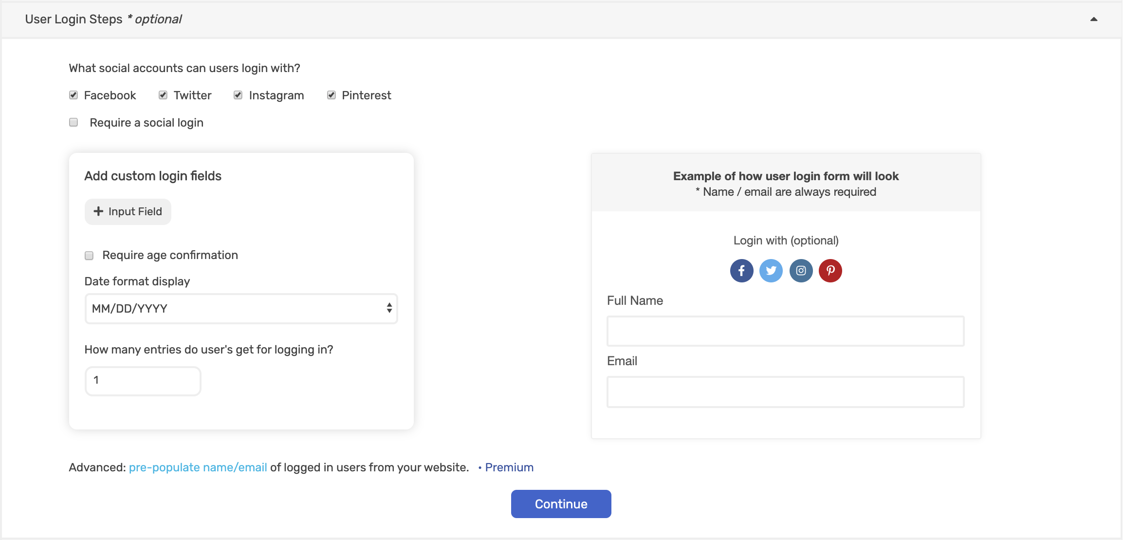 How To Setup User Login Fields | SweepWidget