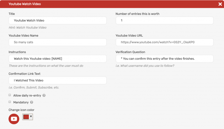 Youtube Entry Methods | SweepWidget