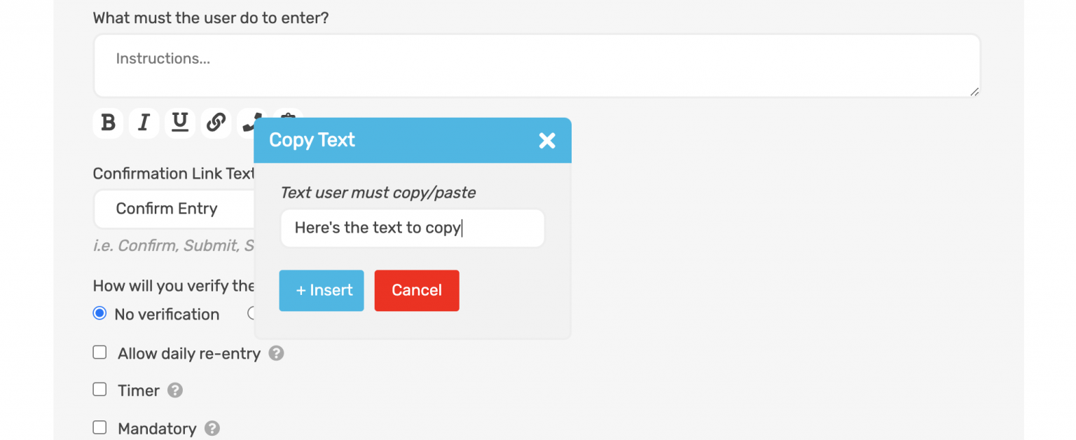 Add Copy/Paste Text In An Entry Method | SweepWidget
