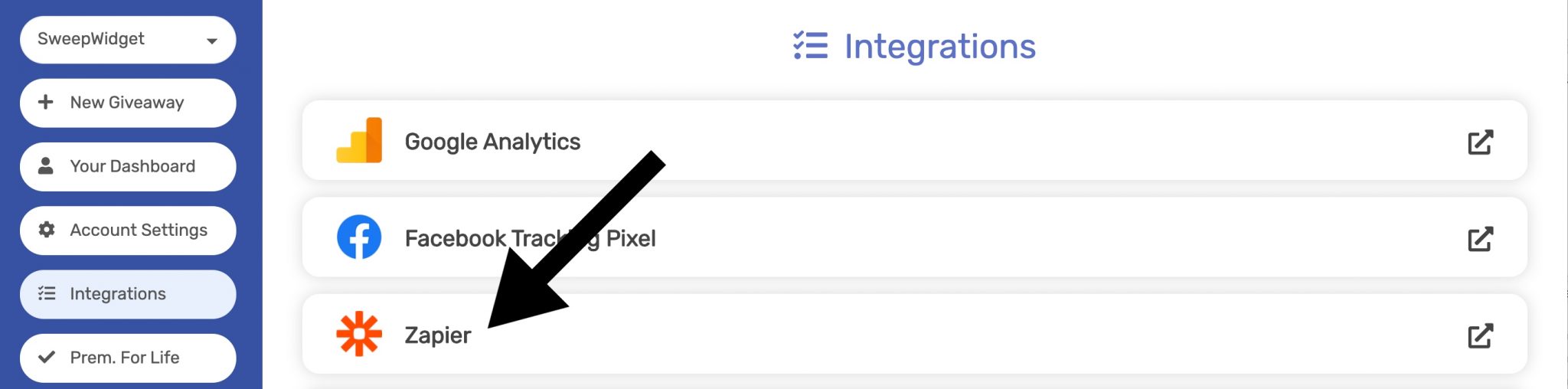 SweepWidget Zapier Integration