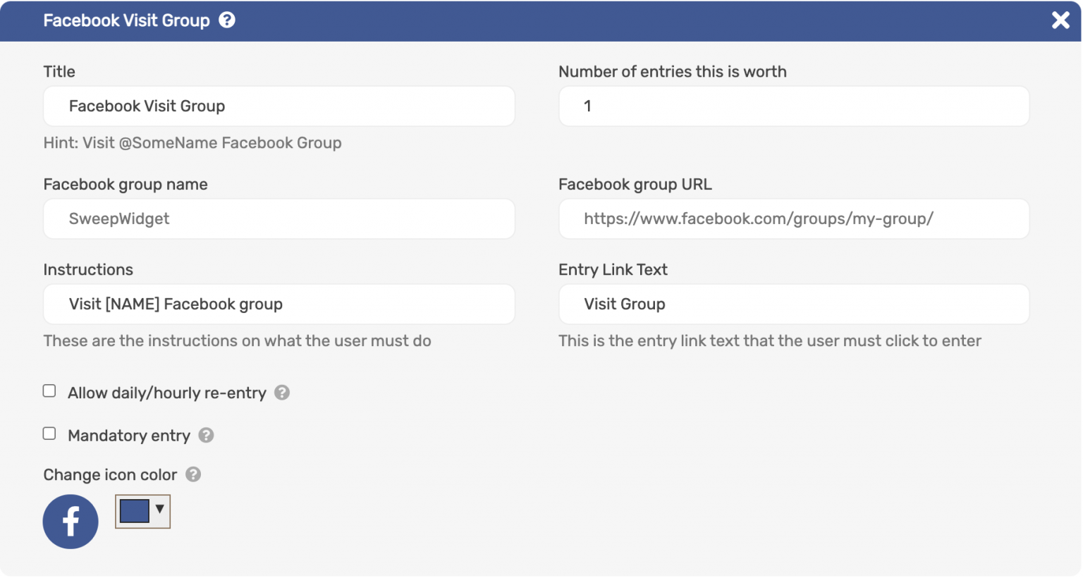 Facebook Entry Methods | SweepWidget