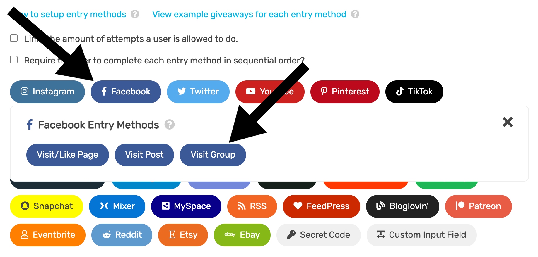 Facebook Entry Methods | SweepWidget