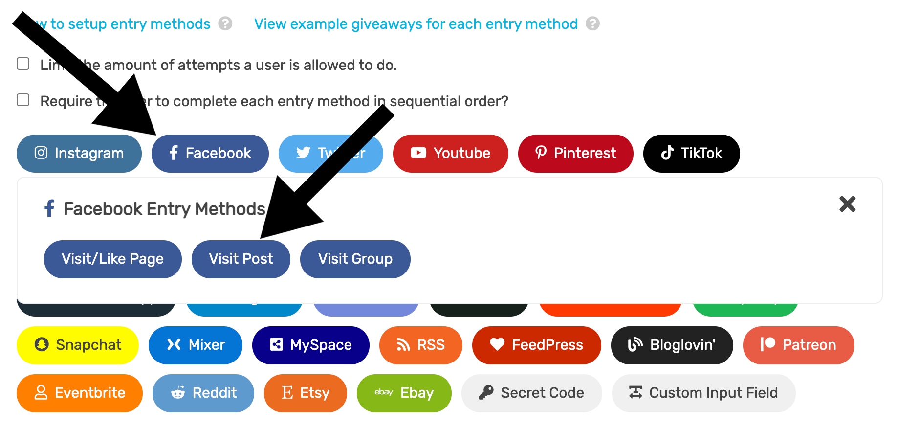 Facebook Entry Methods | SweepWidget