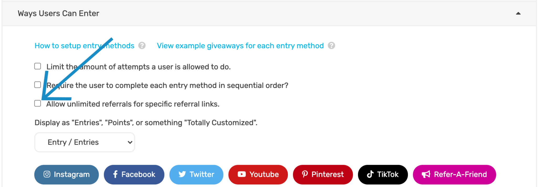 How To Allow Unlimited Referrals For A Referral Link - SweepWidget Help Docs