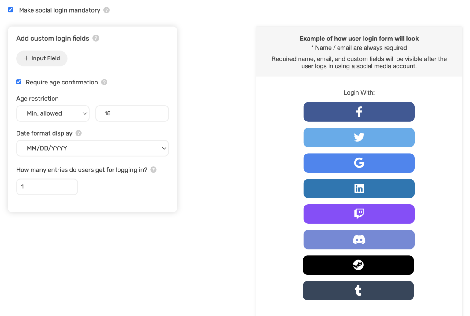How To Setup User Login Fields | SweepWidget