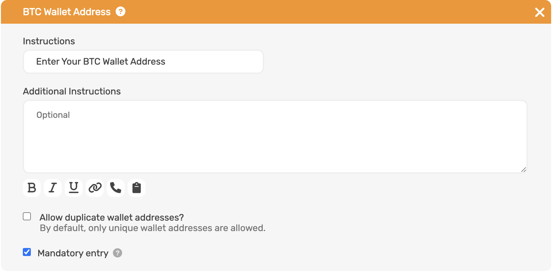 Crypto Wallet Address Entry Method - SweepWidget Help Docs