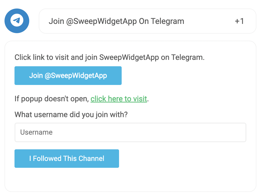 Join Telegram Channel Entry Method | SweepWidget