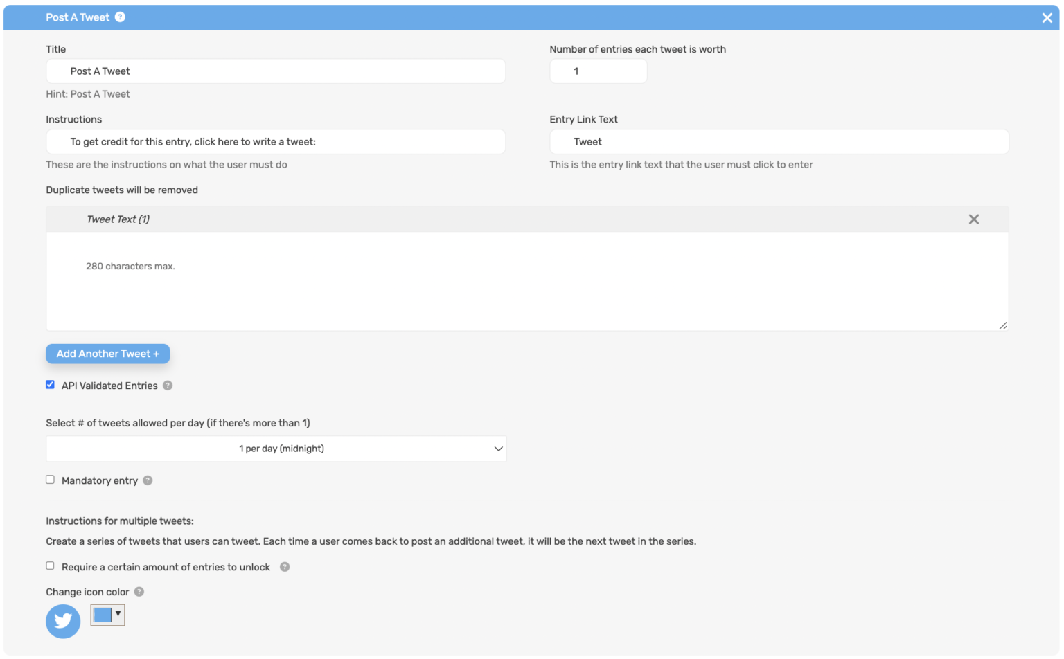 Twitter Entry Methods | SweepWidget